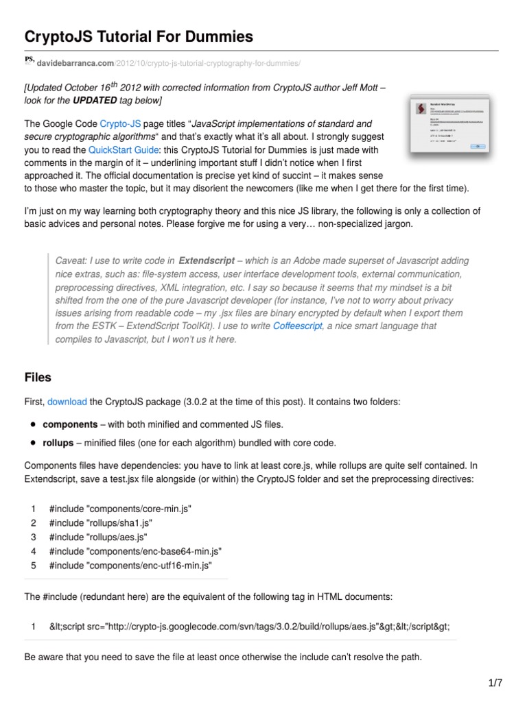 CryptoJS Tutorial For Dummies PDF | PDF | Cryptography | Key (Cryptography)