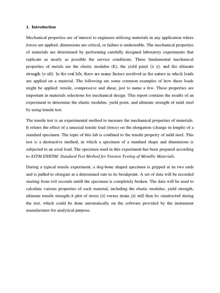 Tensile Lab | PDF | Deformation (Engineering) | Ultimate Tensile Strength