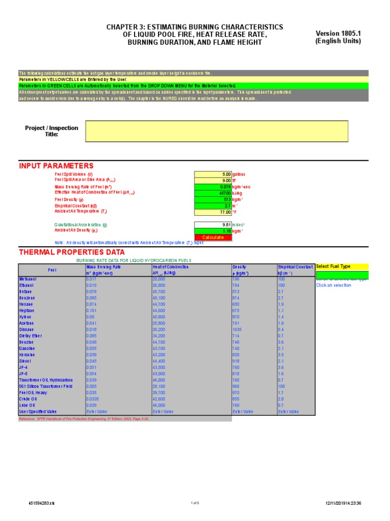 03 HRR Flame Height Burning Duration Calculations Sup1 | PDF ...