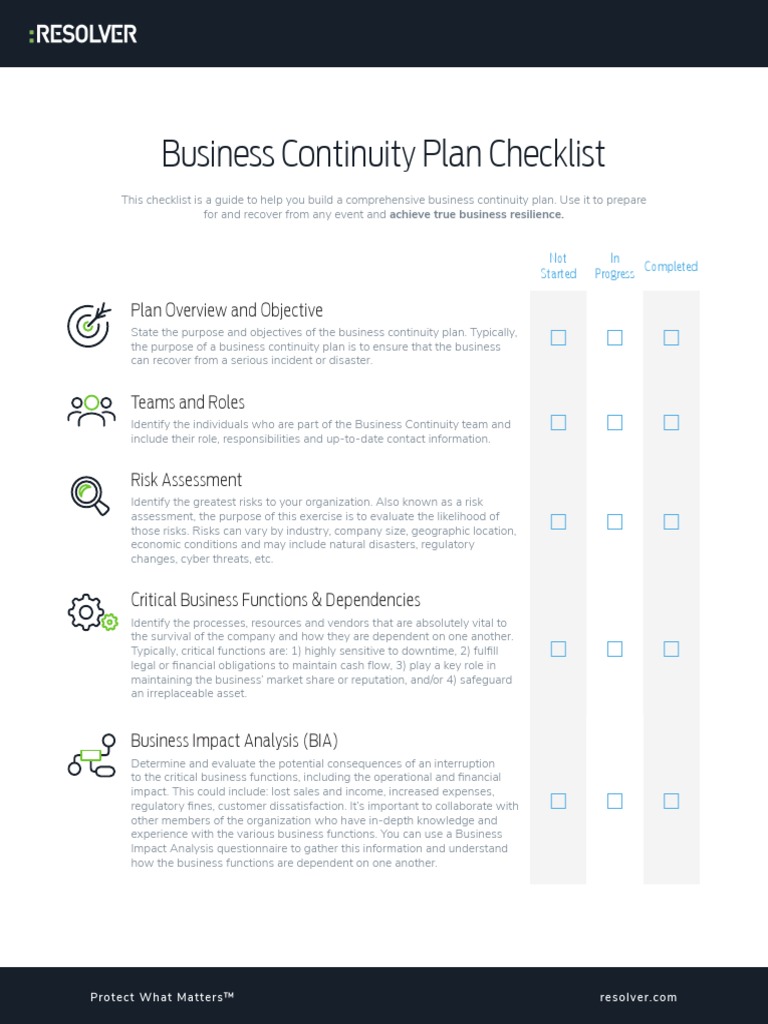 Business Continuity Plan Checklist PDF | PDF | Risk | Business