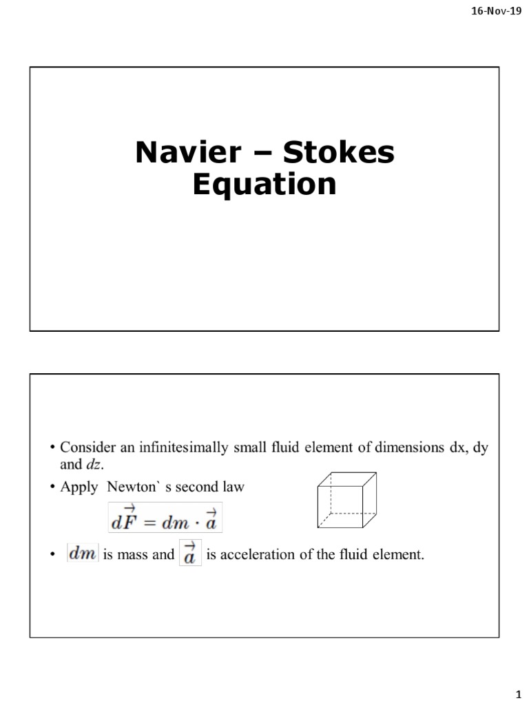 Navier - Stokes Equation PDF | PDF | Navier–Stokes Equations | Fluid Dynamics