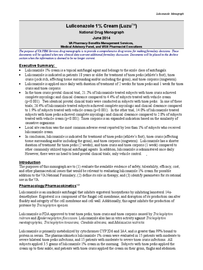 Luliconazole Topical Cream Monograph | PDF | Race And Ethnicity In The ...