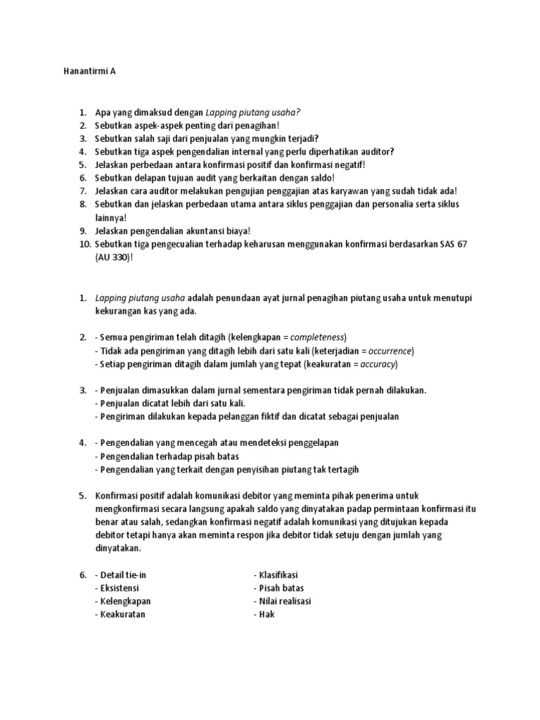 Kompilasi SOAL UTS Audit 2 | PDF