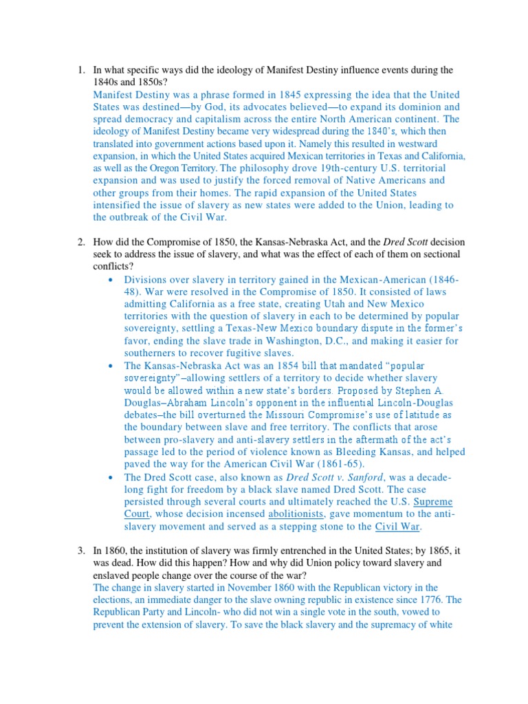 APUSH Review Questions | PDF | Reconstruction Era | Slavery In The ...