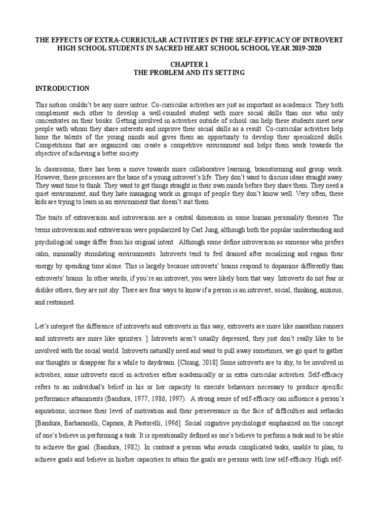Introverts And Their Self Efficacy Thesis Pdf Self Efficacy
