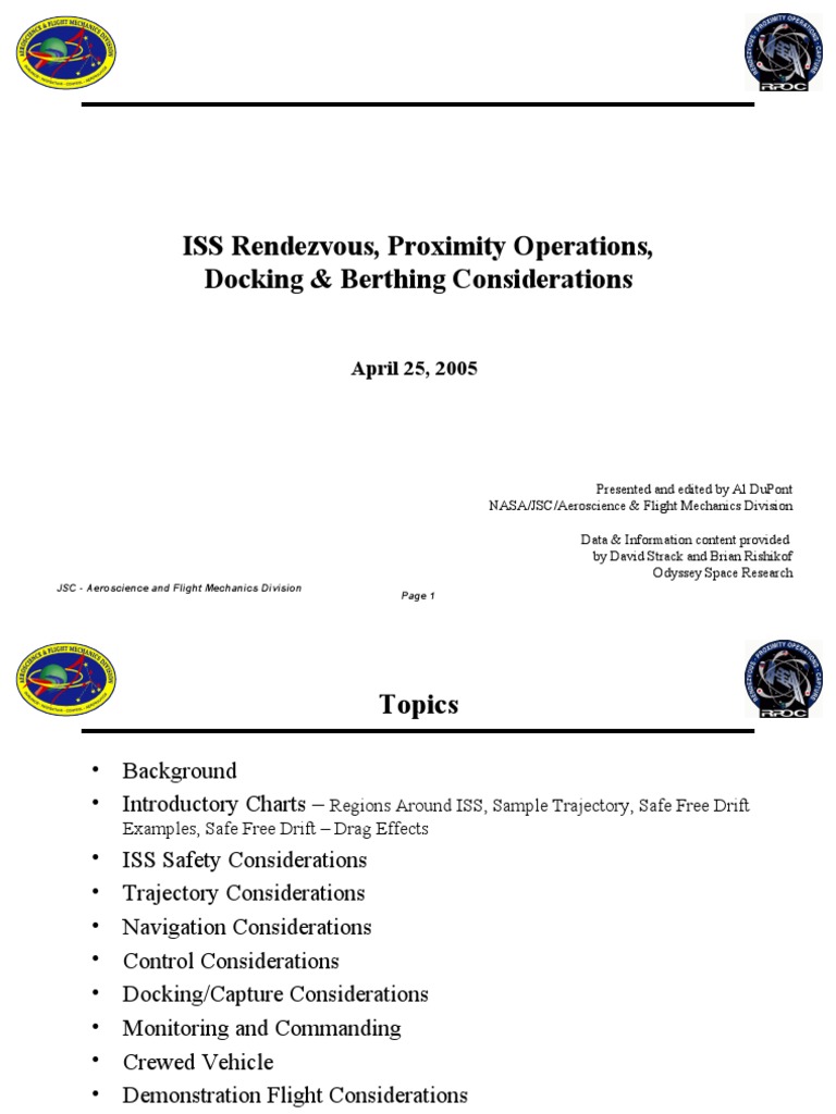 ISS Rendezvous, Proximity Operations, Docking & Berthing Considerations ...