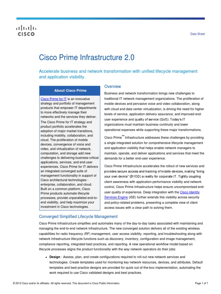 Cisco Prime Infrastructure 2.x PDF | PDF | Cisco Systems | Computer Network