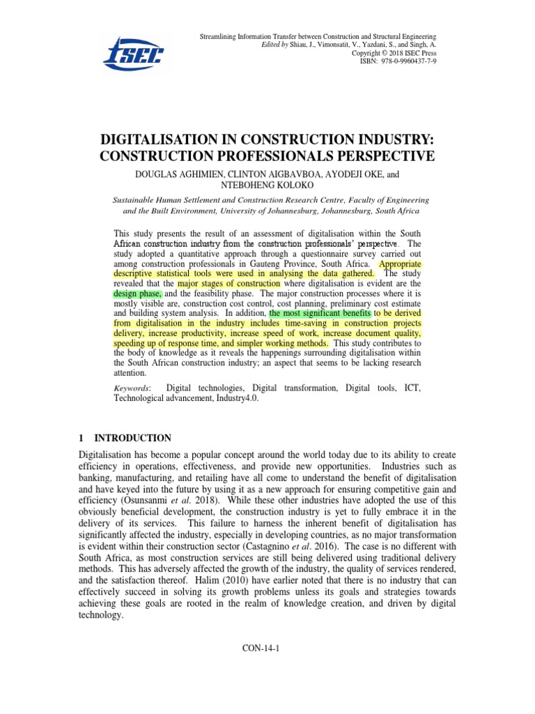 Digitalisation in Construction Industry Construction PDF | PDF ...