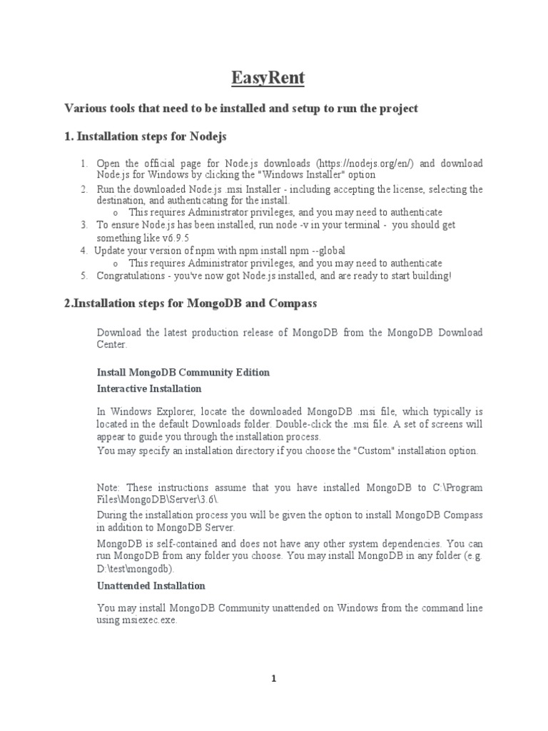 Installation and Setup Steps | PDF | Mongo Db | Command Line Interface