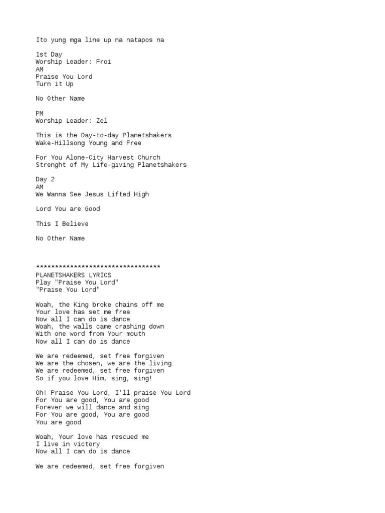 MC Line Up Finished | PDF | Resurrection Of Jesus | Lord's Prayer