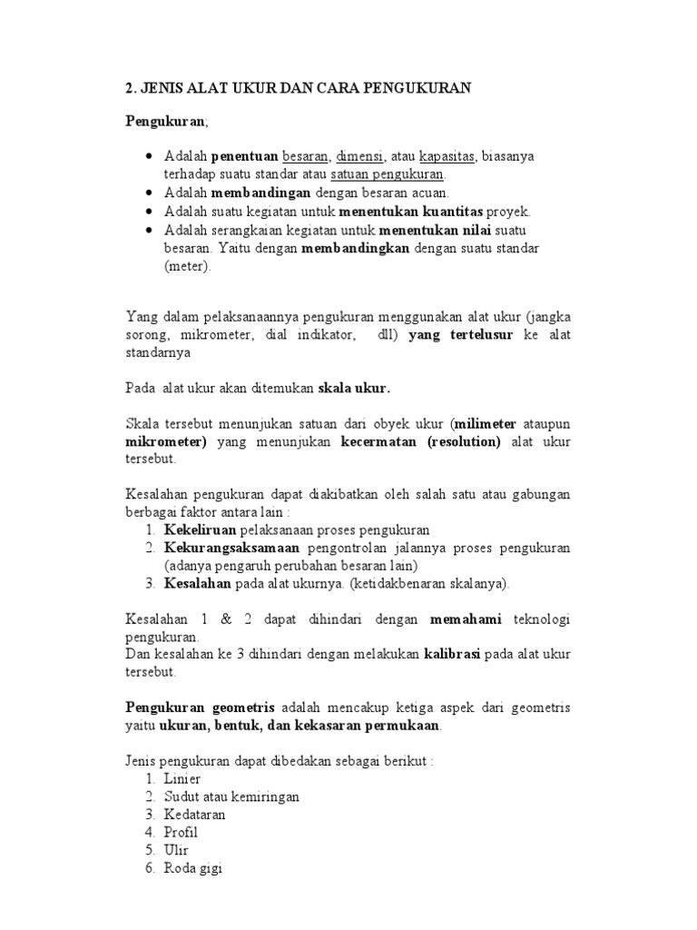 Jenis Alat Ukur Dan Cara Pengukuran | PDF
