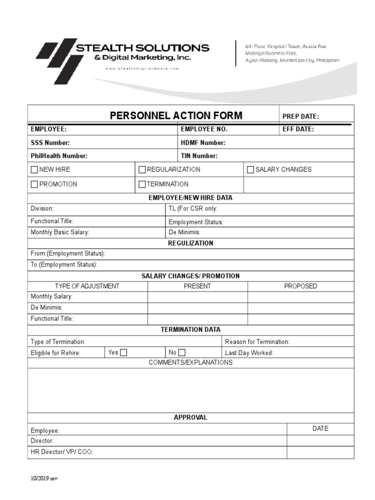 Personnel Action Form Overview | PDF