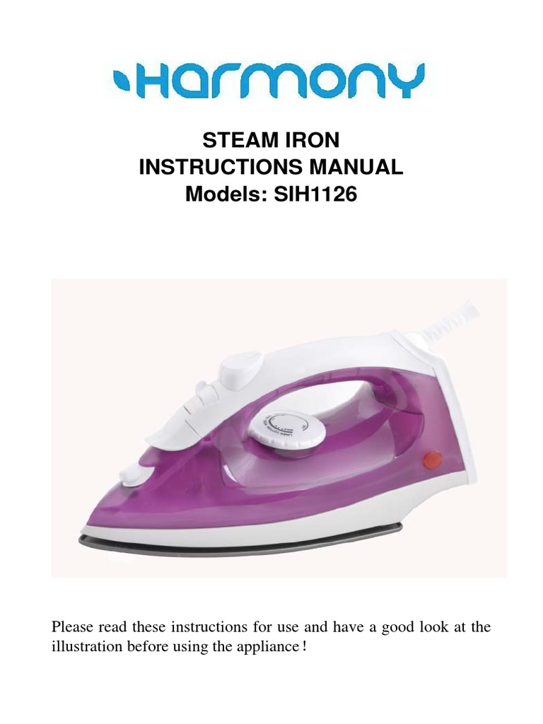 SIH1126 Steam Iron User Manual | PDF | Textiles | Steam