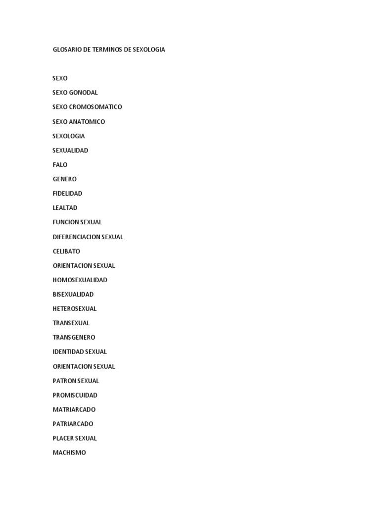 Glosario de Terminos de Sexologia | PDF
