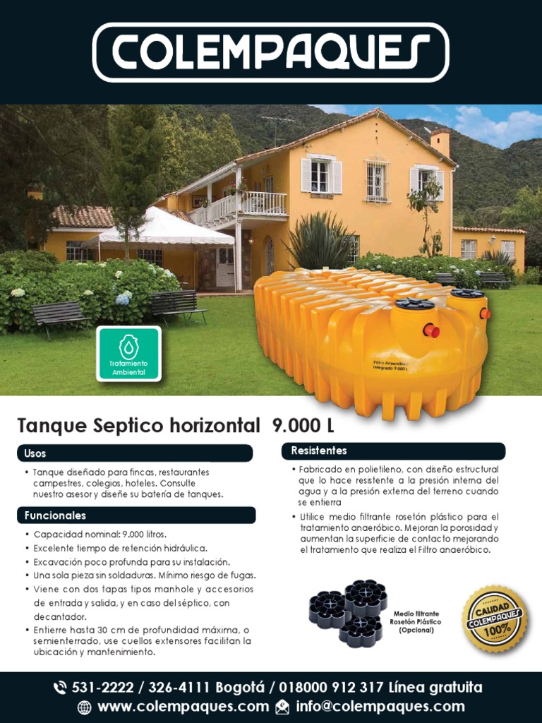 Catálogo Tanque Séptico Horizontal de 9000 L PDF | PDF | Tanques | Agua