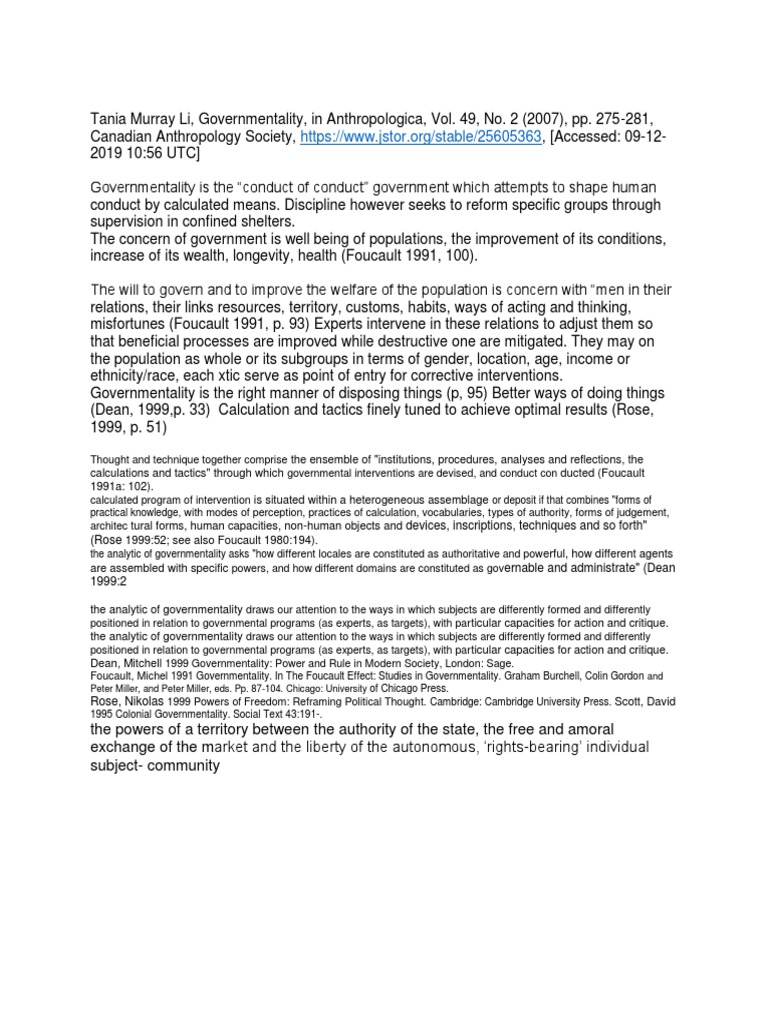 Governmentality Perspective | PDF | Sociological Theories | Science