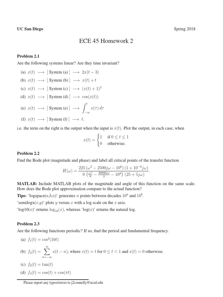 Ece45 HW2 | PDF | Fourier Series | Sine