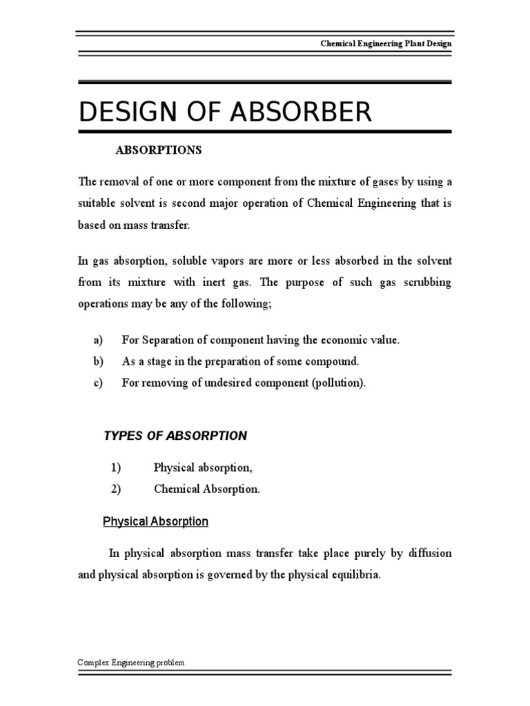 Packed Absorber Column Design | PDF | Absorption (Chemistry) | Physics