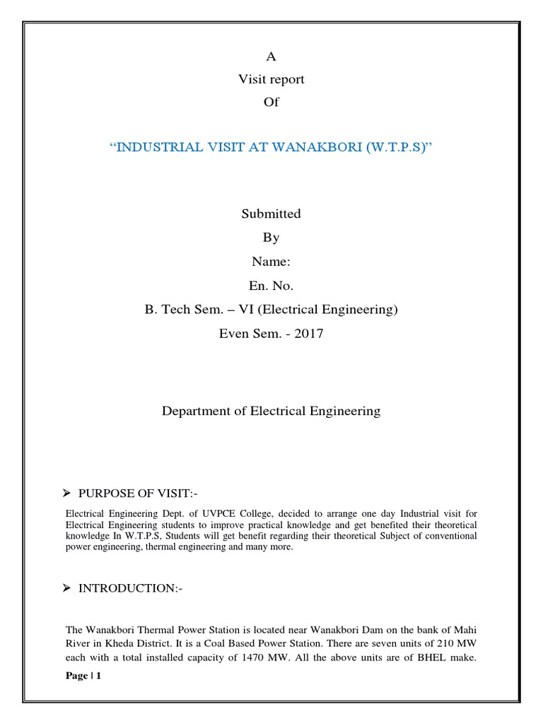 Industrial Visit at Wanakbori | PDF | Power Station | Coal