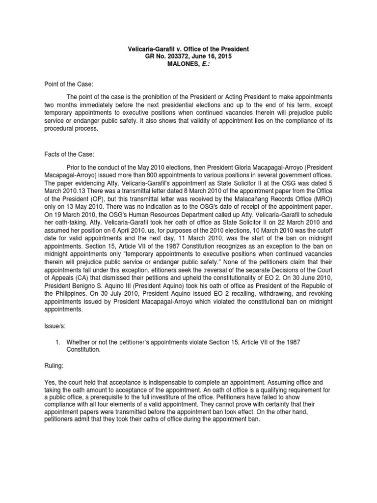 Case Digest | PDF | President Of The Philippines | World Politics