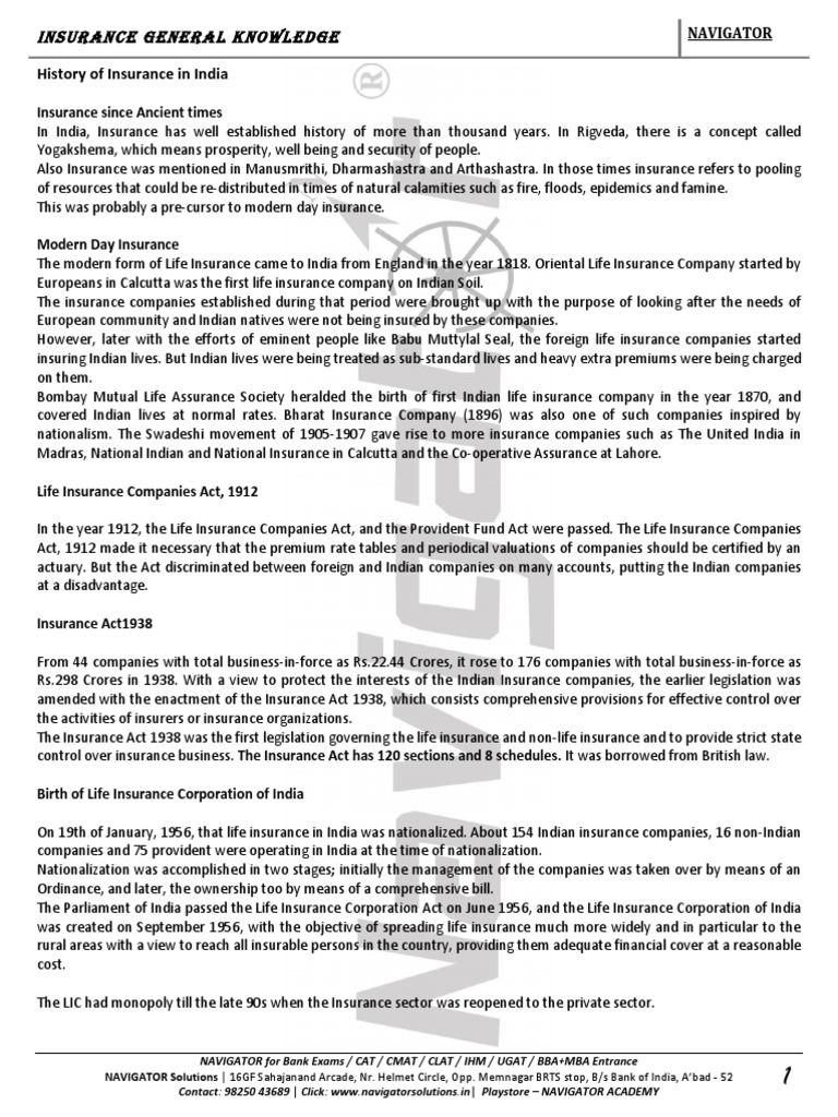 History of Insurance in India | PDF | Life Insurance | Insurance