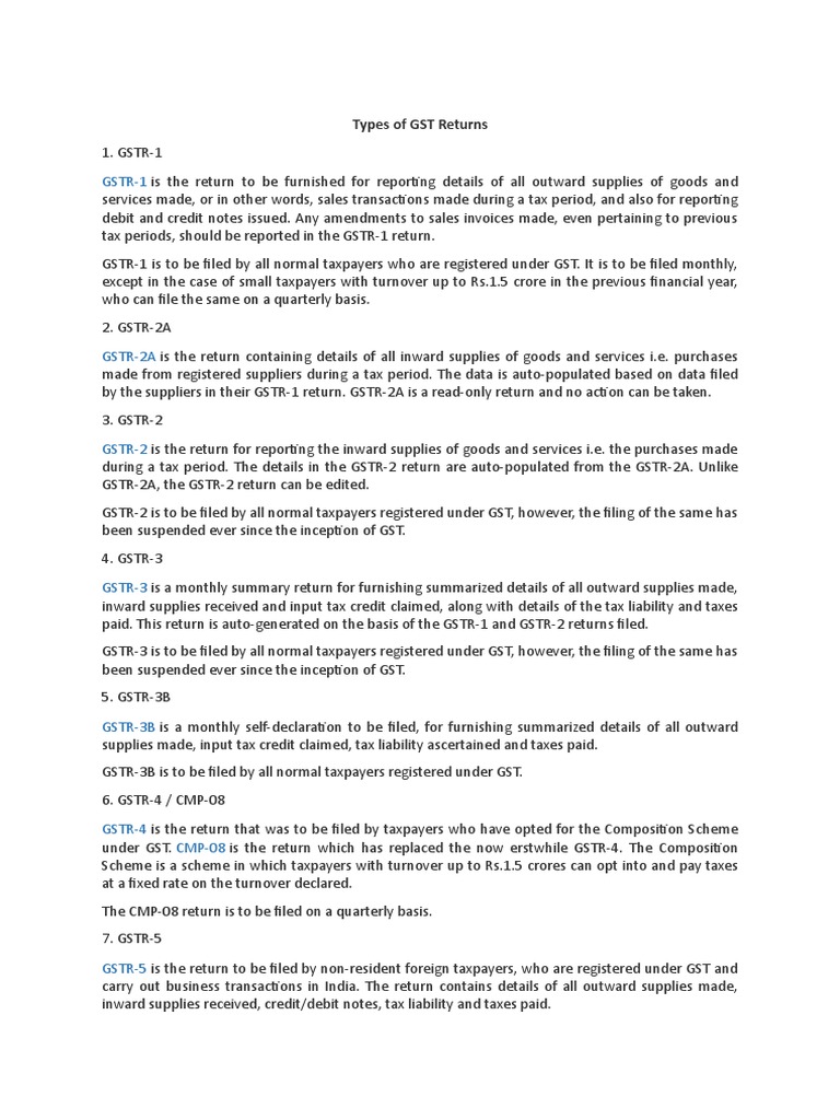 GST Returns Notes | PDF | Value Added Tax | Taxes