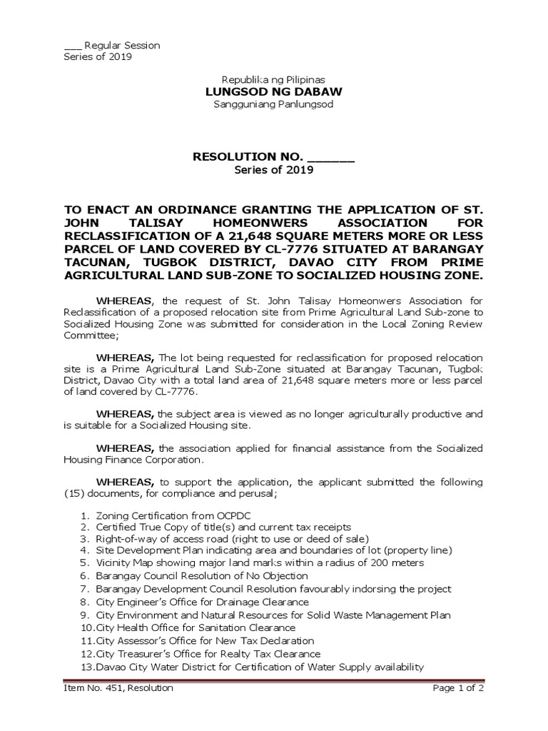 RESOLUTION | PDF | Land Lot | Zoning