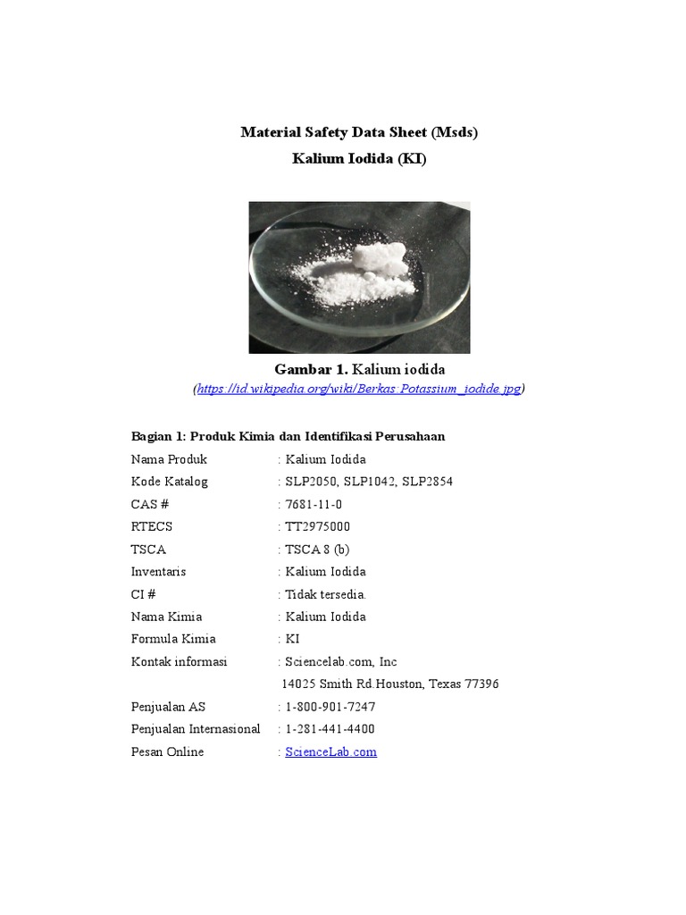 MSDS KALIUM IODIDA, Ridwan Kurniawan | PDF
