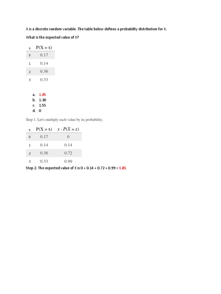 Probability & Expected Value Basics | PDF | Expected Value | Probability Distribution