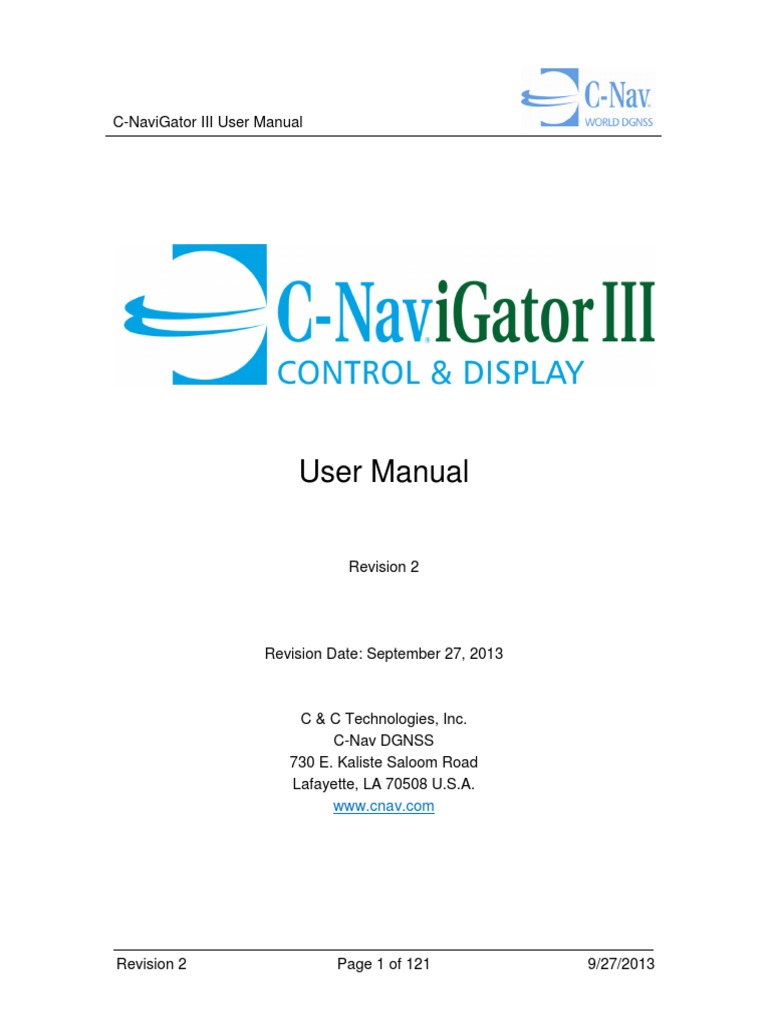 CNAV-MAN-001.2 (C-NaviGator III Manual) PDF | PDF | Menu (Computing) | Arial