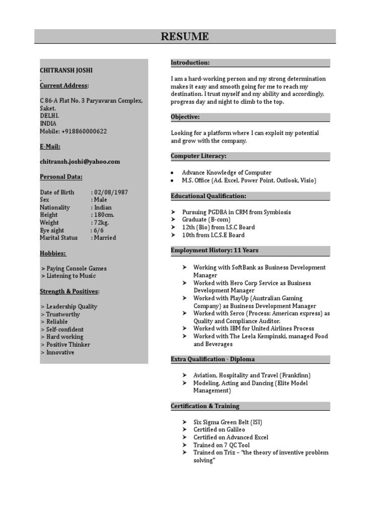 A Well-Rounded Resume Highlighting Strong Experience in Business ...