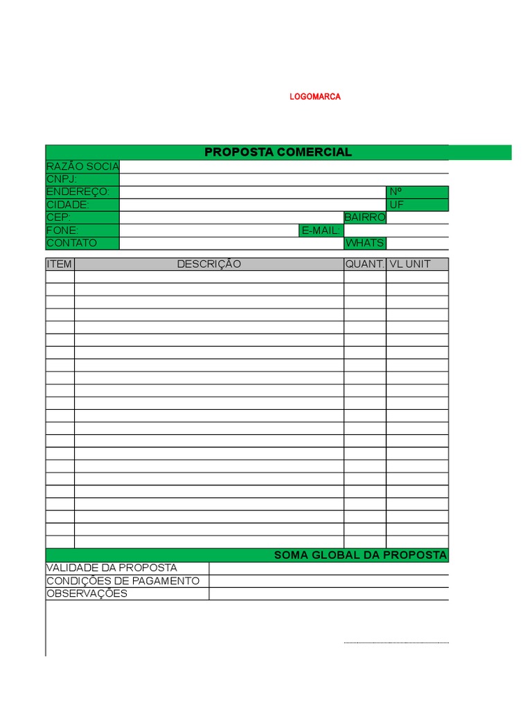 Modelo Proposta em Excel | PDF