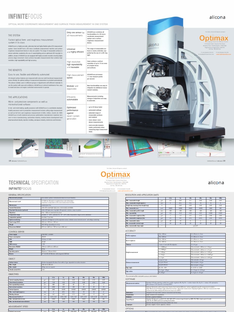 Alicona InfiniteFocus G5 Brochuer For Web | PDF | Surface Roughness ...