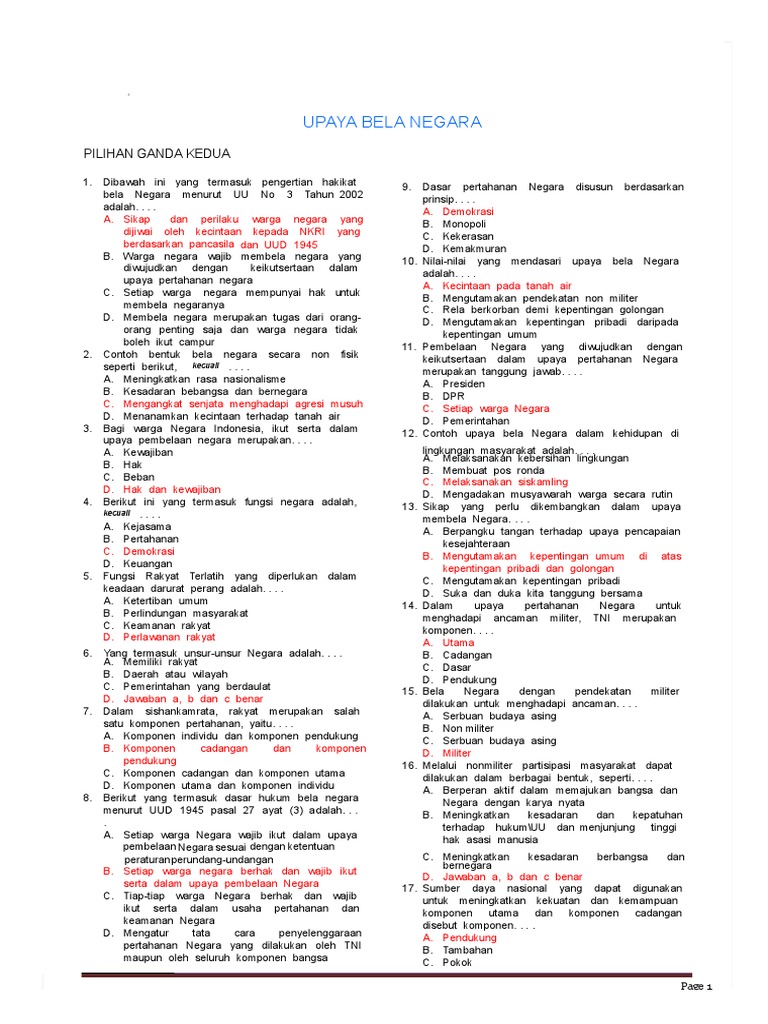 Soal-Soal Latihan Bela Negara | PDF