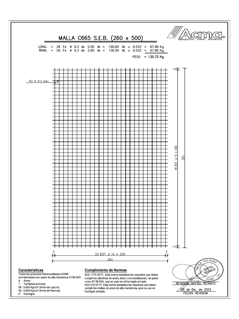 Acma Ficha Malla C-665 | PDF