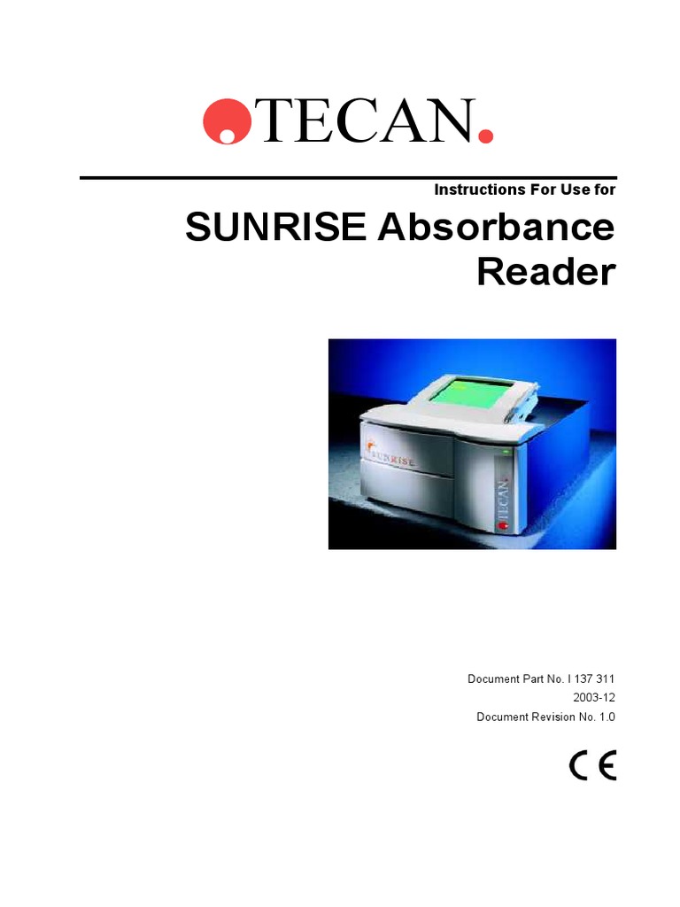 Tecan Sunrise Absorbance Reader Analyser - User Manual | PDF | Assay ...