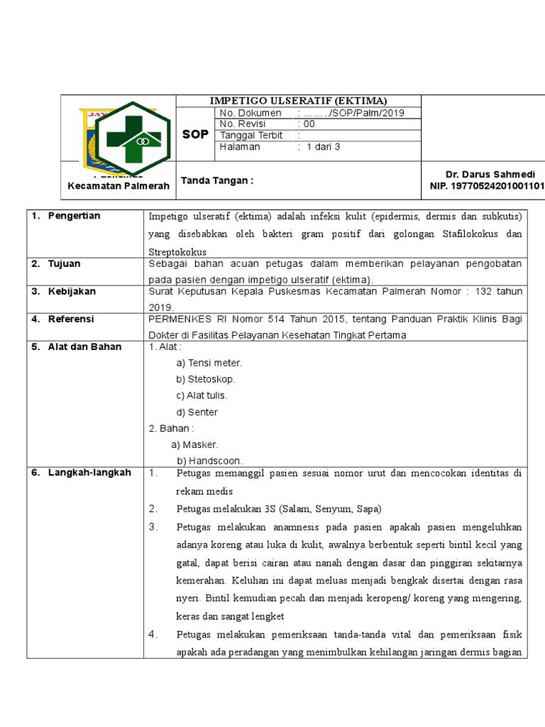 SOP Impetigo Ulseratif (Ektima) 2019 | PDF