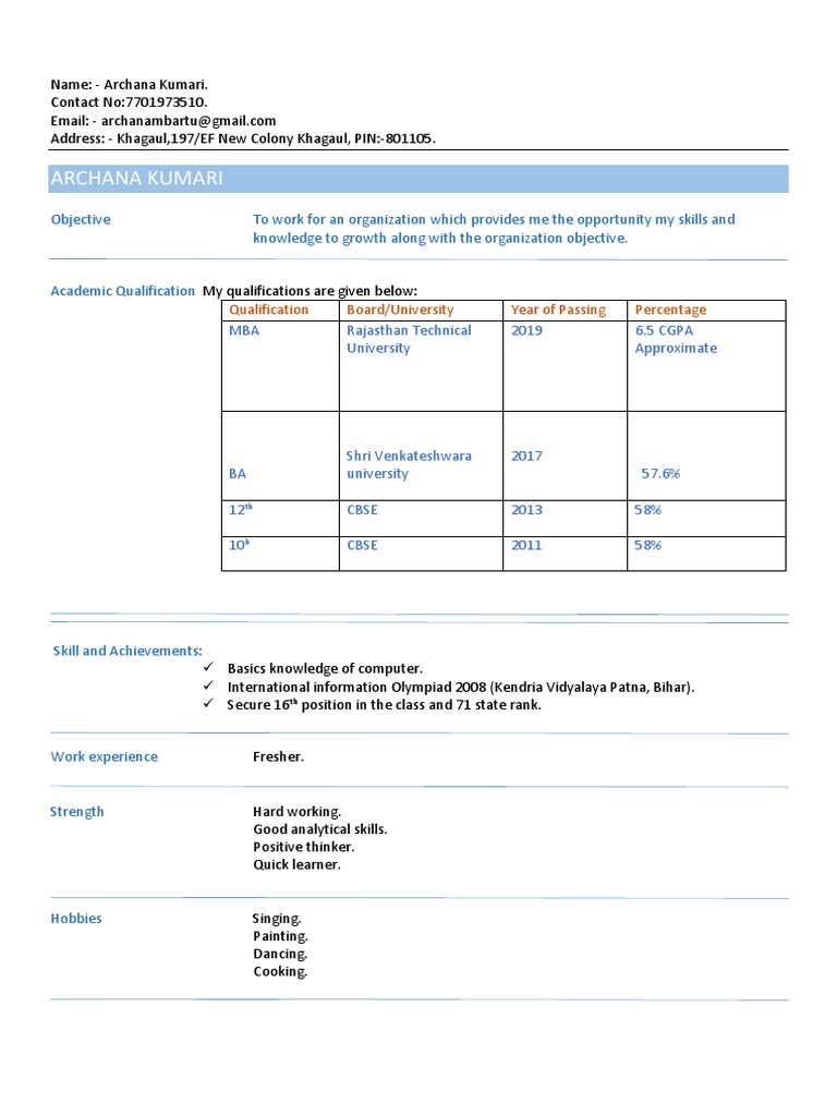 Archana Resume | PDF | Learning | Behavior Modification