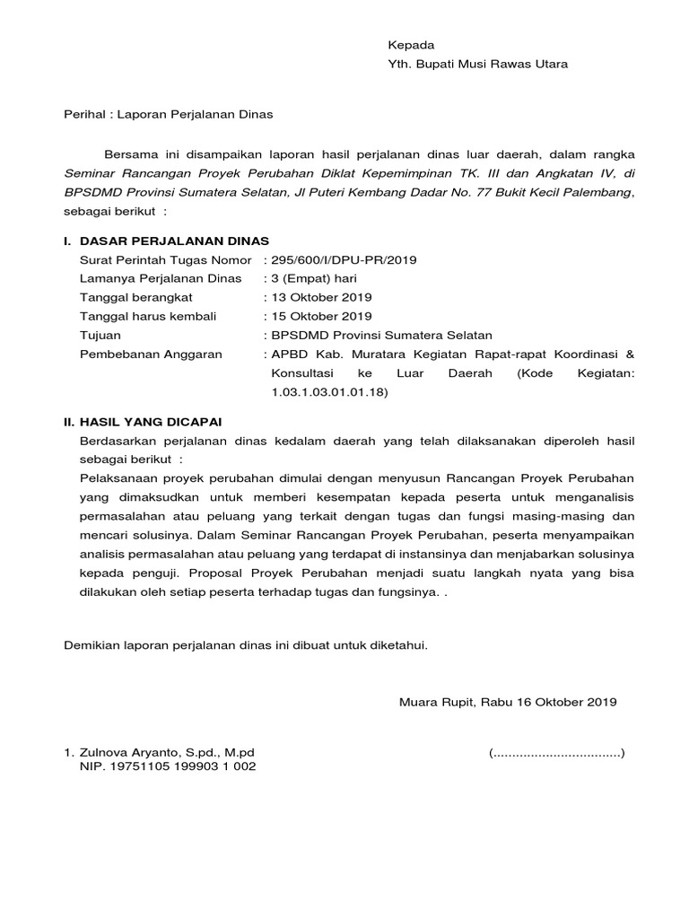Contoh Laporan SPPD | PDF