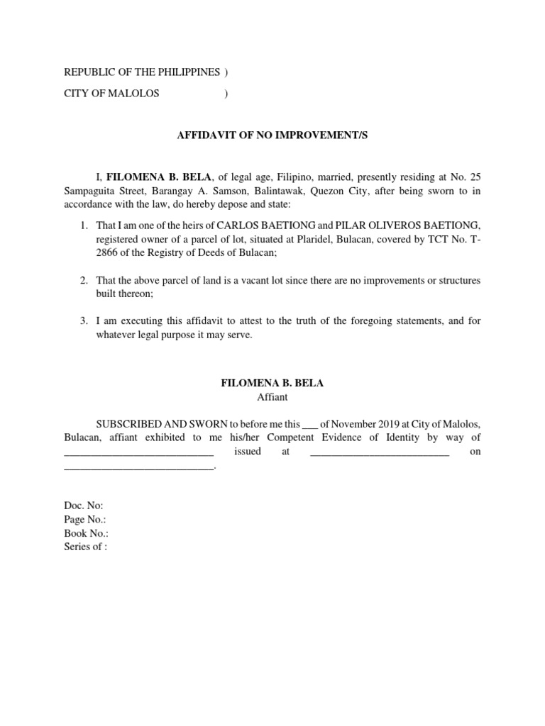 Affidavit of No Improvement | PDF