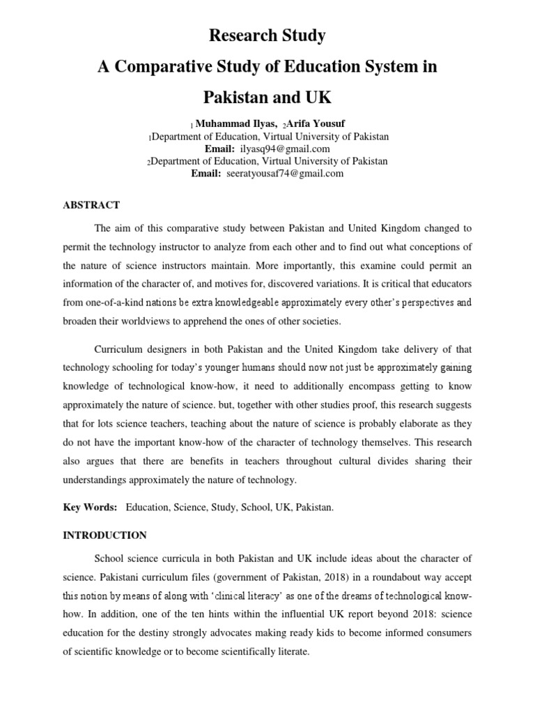 Research Paper - COMPARATIVE STUDY OF EDUCATION SYSTEM IN PAKISTAN AND ...