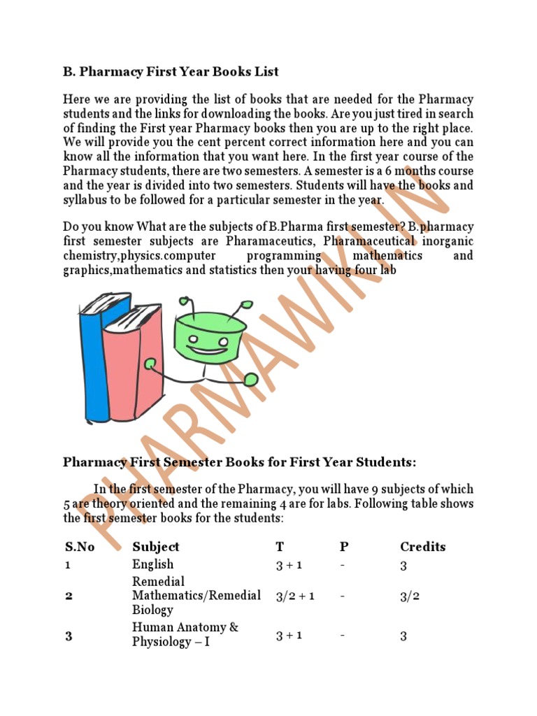 B. Pharmacy First Year Books List PDF | PDF | Pharmacy | Medicinal ...