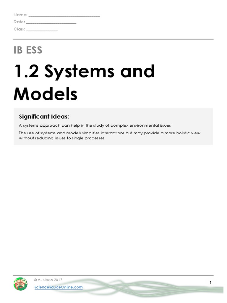 1.2 Systems and Models PDF | PDF | Mathematical Model | Computer Simulation