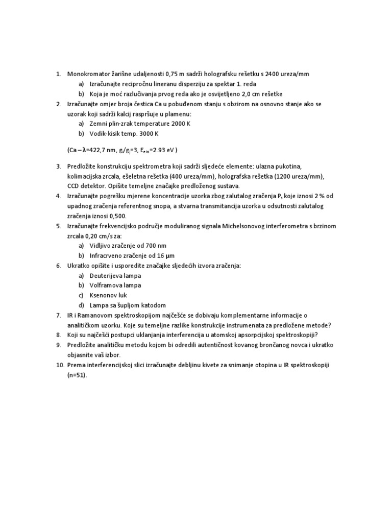 Primjer Ispita-Instrumentna Analitika 1 | PDF