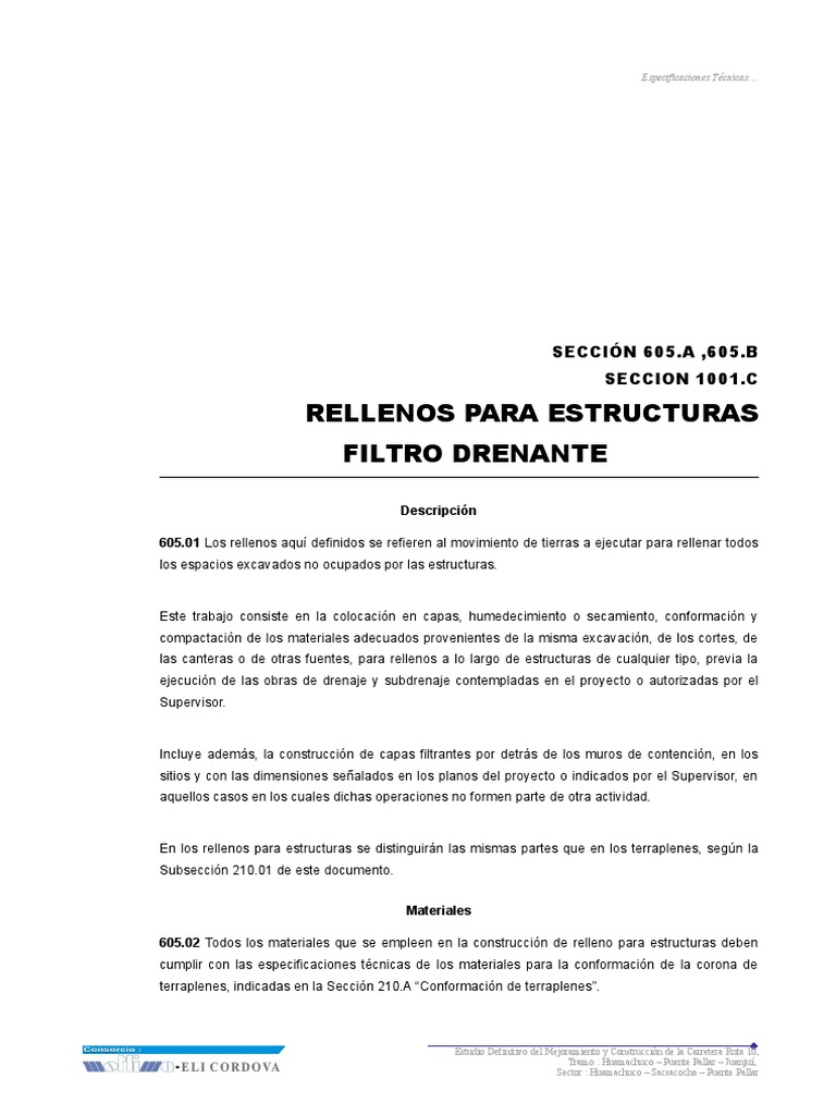 Relleno Estructural y Filtrantes Técnicos | PDF | La carretera | Hormigón