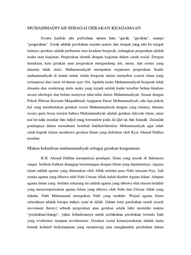 Muhammadiyah Sebagai Gerakan Keagamaan | PDF
