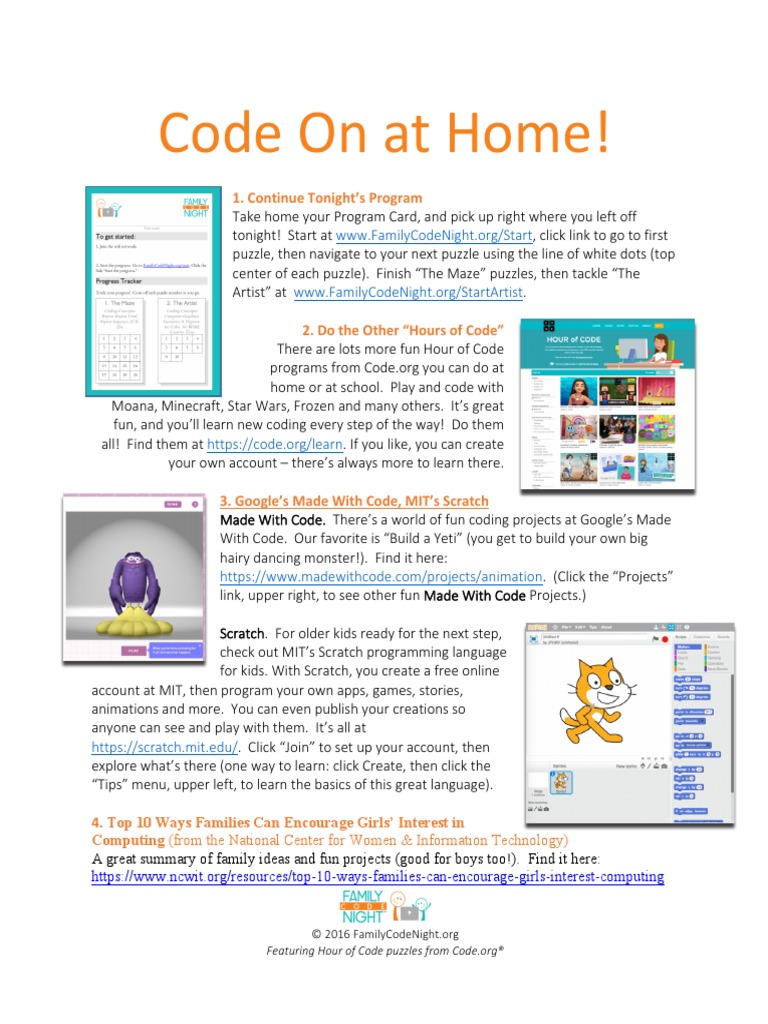 12 Code On at Home Flyer | PDF | Scratch (Programming Language) | Software