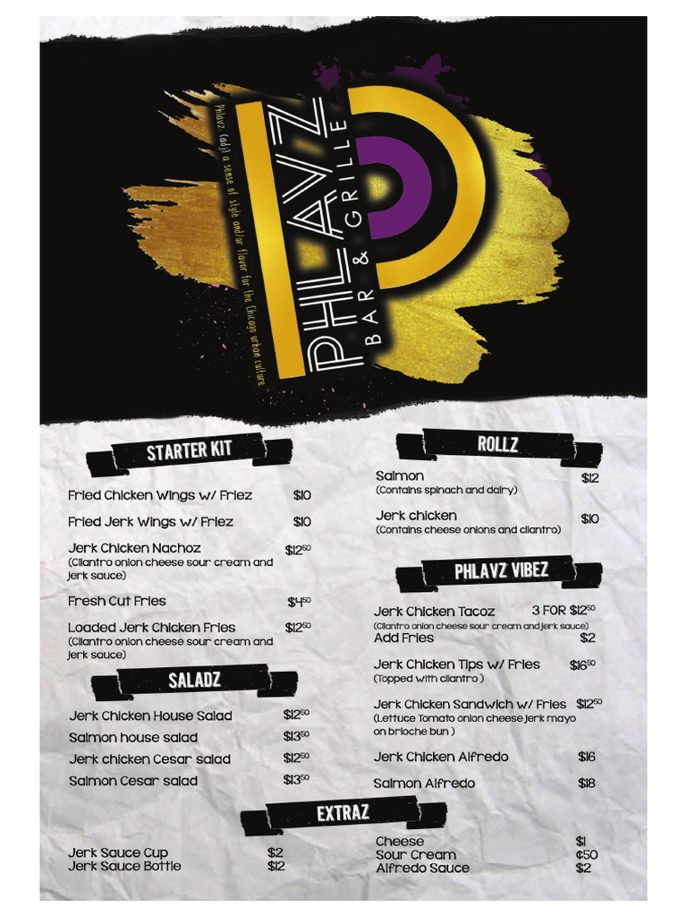 Phlavz Bar & Grille Menu | PDF