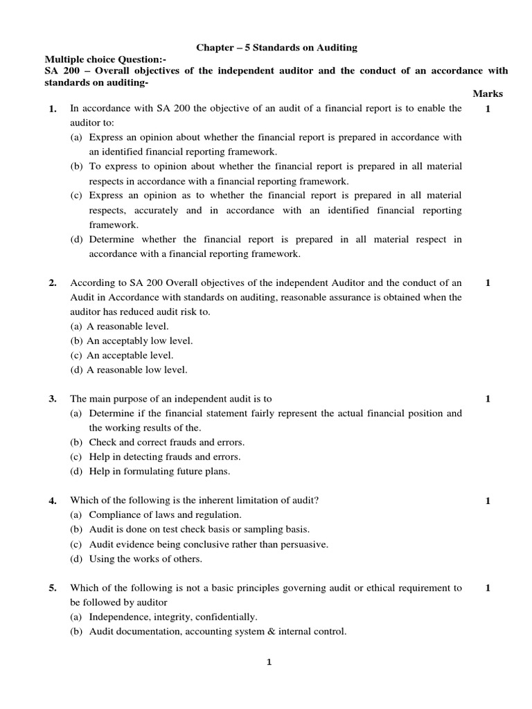 Audit Mcqs PDF | PDF | Financial Audit | Internal Control