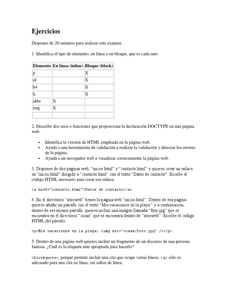 Ejercicios HTML | PDF | Hojas de estilo en cascada | HTML